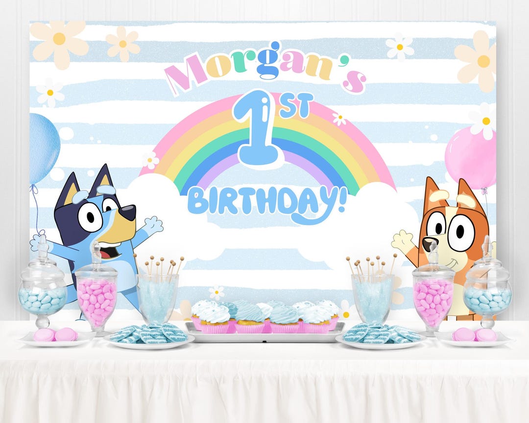 Bluey Birthday Backdrop Sign, Bluey Birthday Banner Template, Party ...