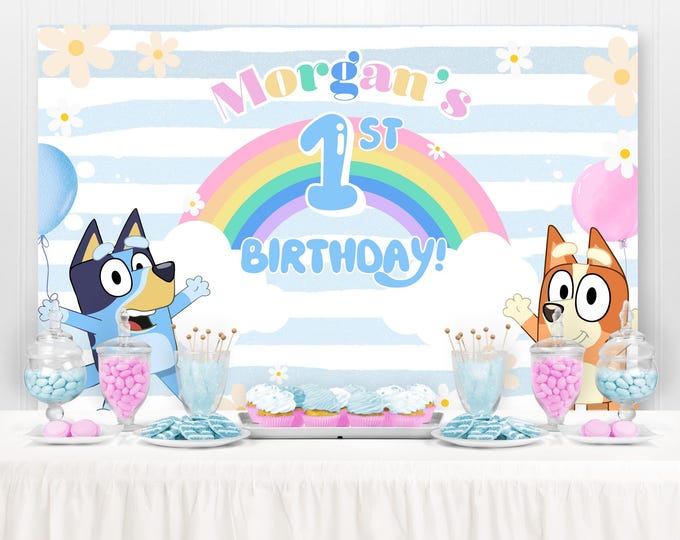 Bluey Birthday Backdrop Sign, Bluey Birthday Banner Template, Party ...