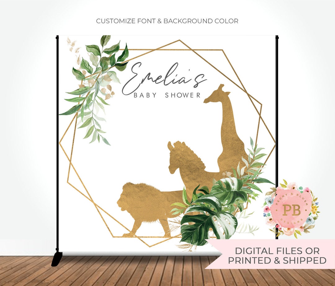 Safari Baby Shower Backdrop Safari Animals Baby Shower Banner Sign ...