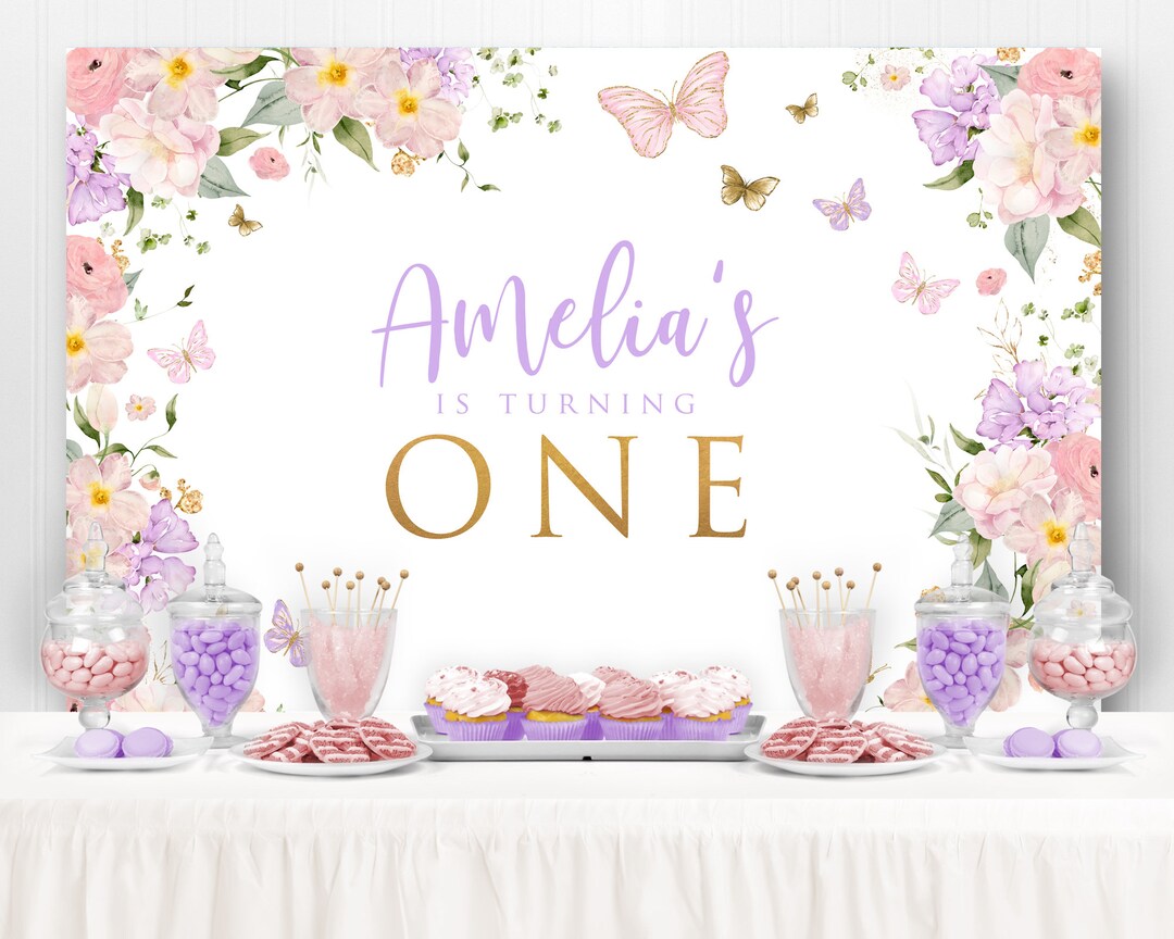 Butterfly Backdrop, Whimsical Butterfly Birthday Decor, Birthday ...