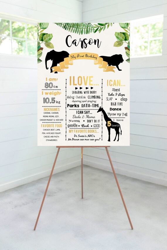 Safari Birthday Poster, Jungle Milestone Birthday Board, Jungle, Zoo ...