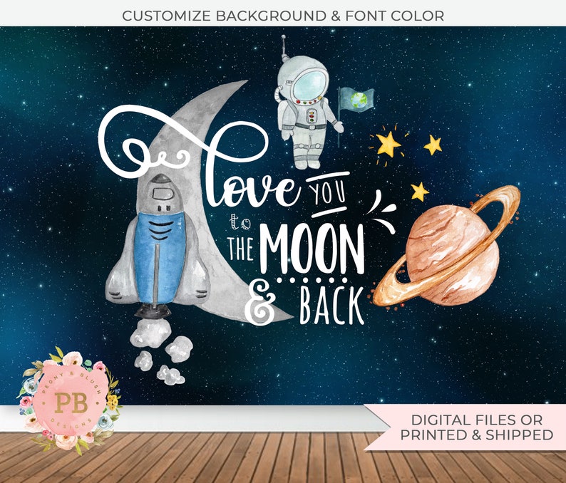 Love You to the Moon and Back Backdrop Outer Space Backdrop - Etsy