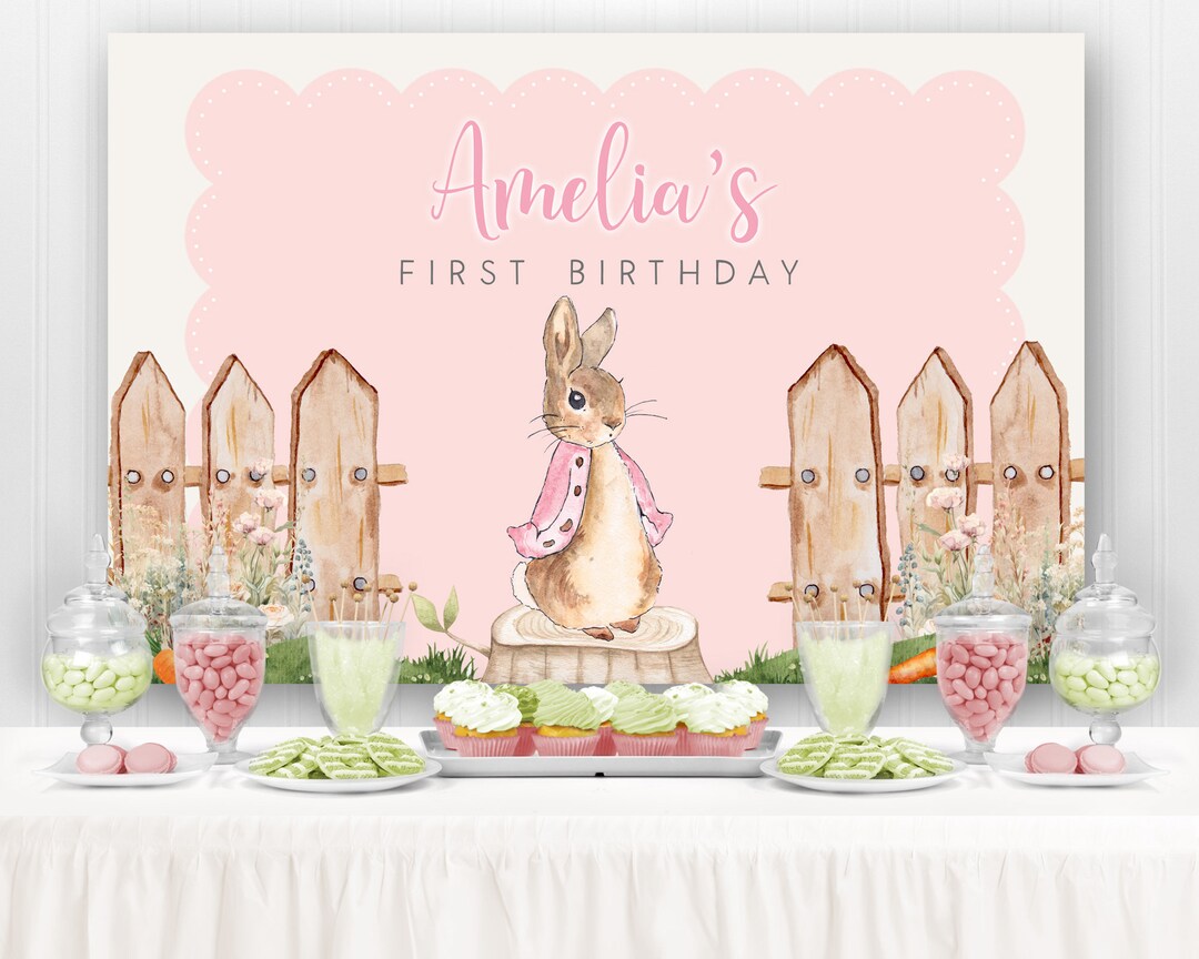 Peter Rabbit Backdrop, Cotton Tail Birthday Backdrop, First Birthday ...