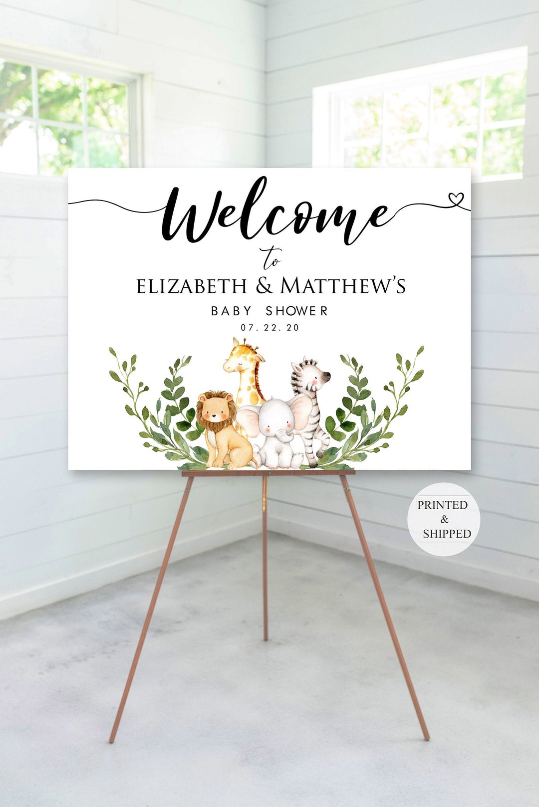 Safari Welcome Sign Gold Safari Jungle Birthday Welcome Sign Animal ...