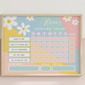 Editable Reward Chart Daisy Behavior Chart Daisy Reward Chart Girls ...