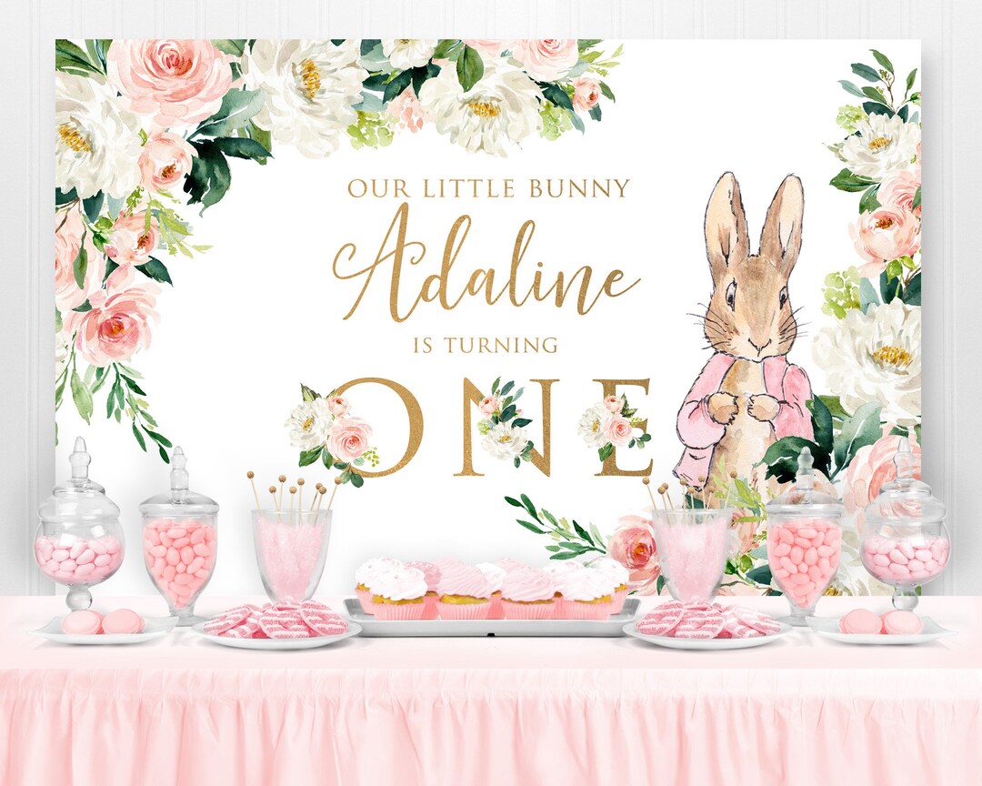 Peter Rabbit Backdrop, Birthday Backdrop, Girl First Birthday, Baby ...