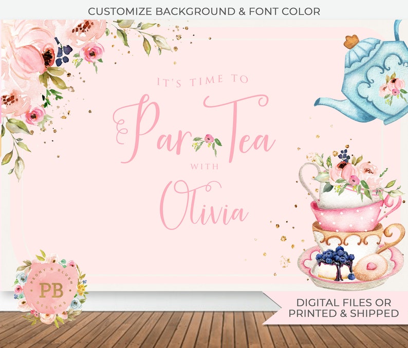 Tea Birthday Backdrop Whimsical Tea Party Backdrop Par-tea - Etsy