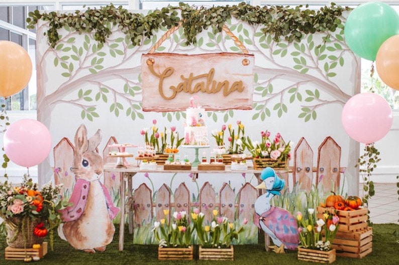 Peter Rabbit Backdrop Bunny Birthday Backdrop First - Etsy
