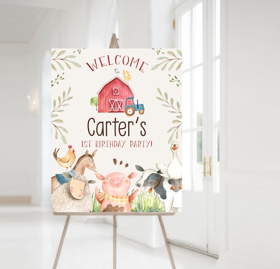 Farm Birthday Welcome Sign Gender Neutral Barnyard Farm | Etsy