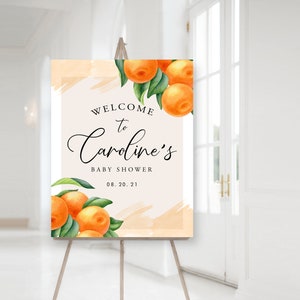 Little Cutie Orange Baby Shower Print, Shower Welcome Sign, Citrus ...