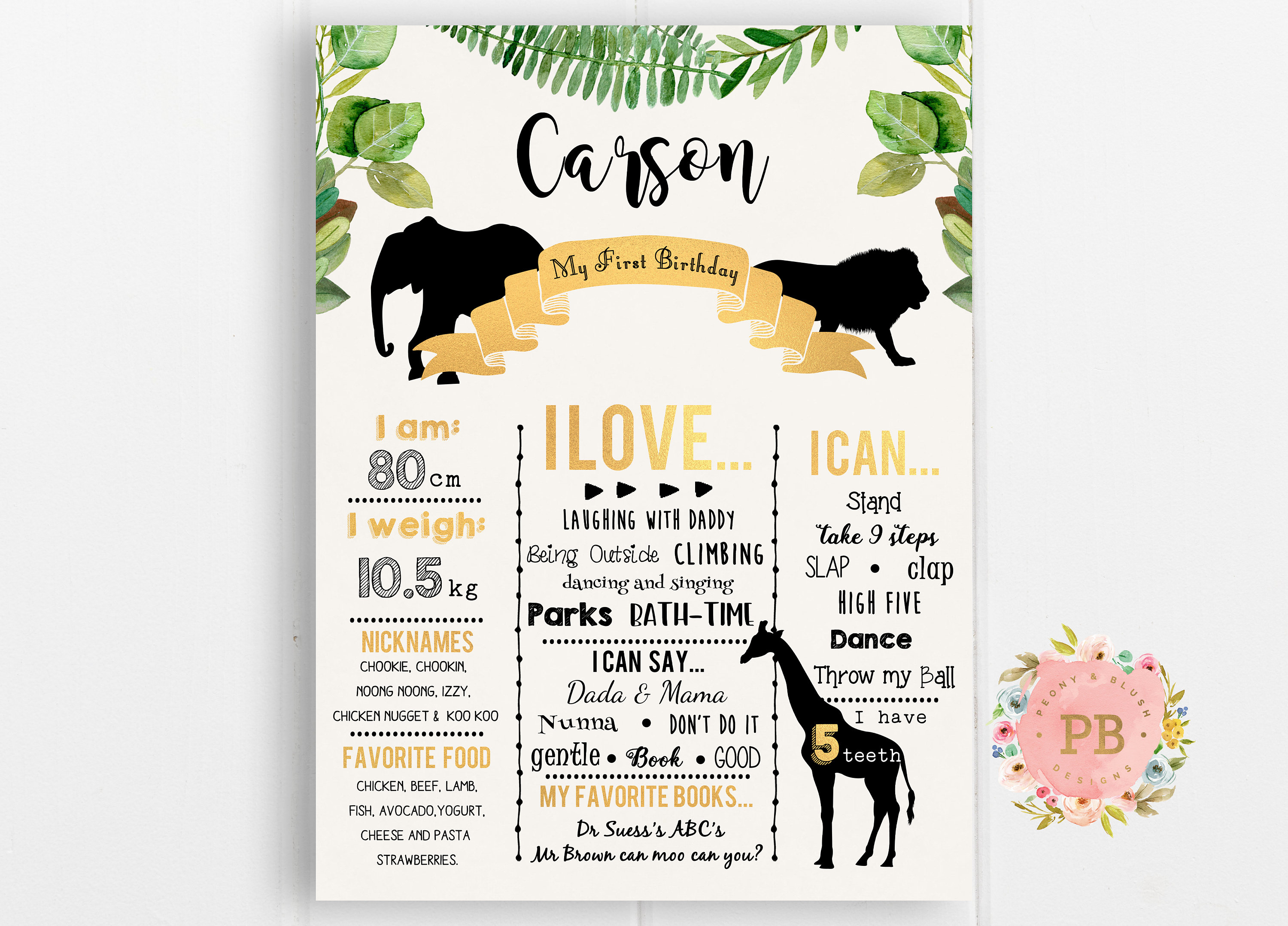 Safari Birthday Poster Jungle Milestone Birthday Board - Etsy UK