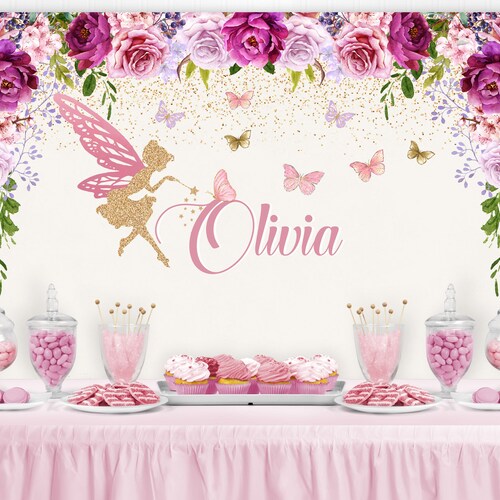 Fairy Birthday Backdrop Butterfly Birthday Baby Shower - Etsy