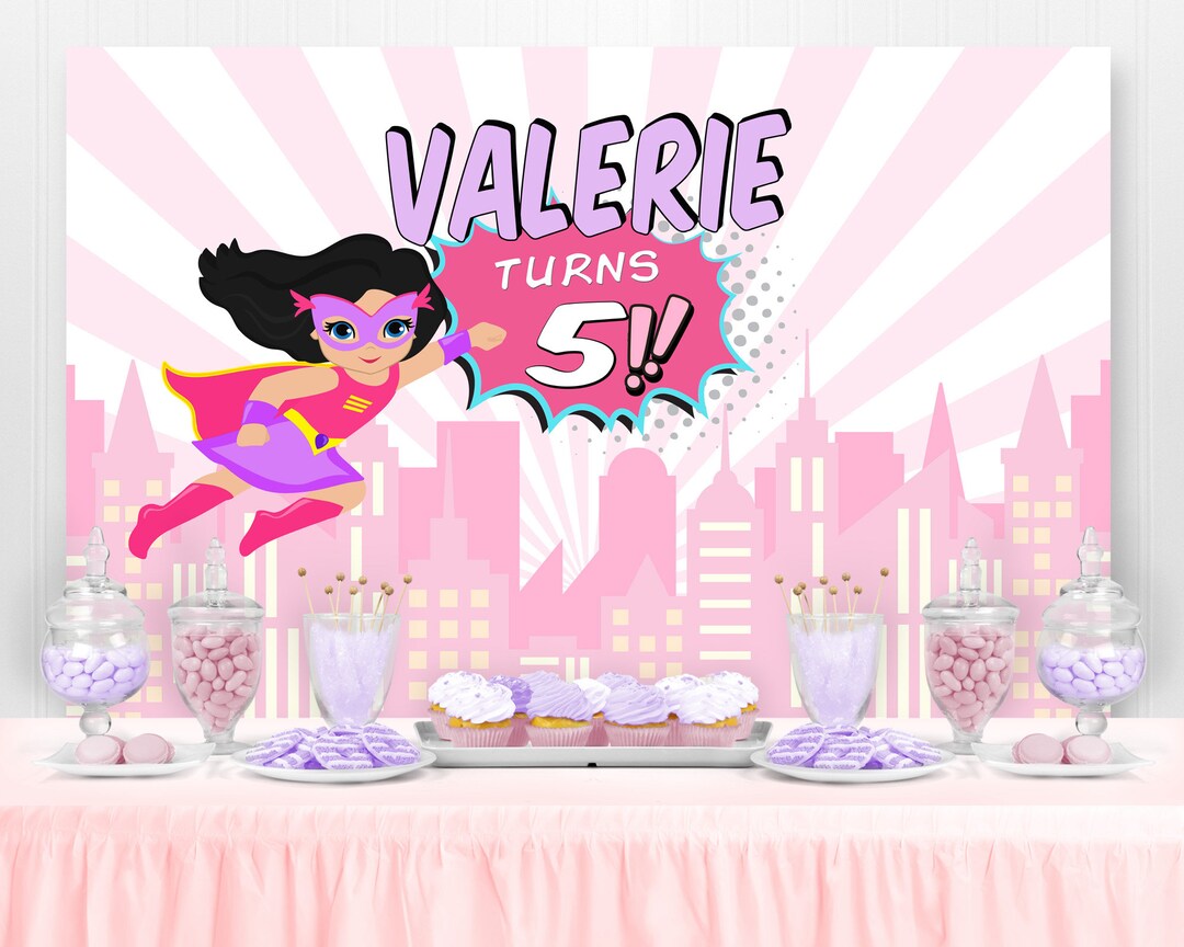 Superhero Girls Backdrop- Supergirls Backdrop, Superhero Birthday Party ...