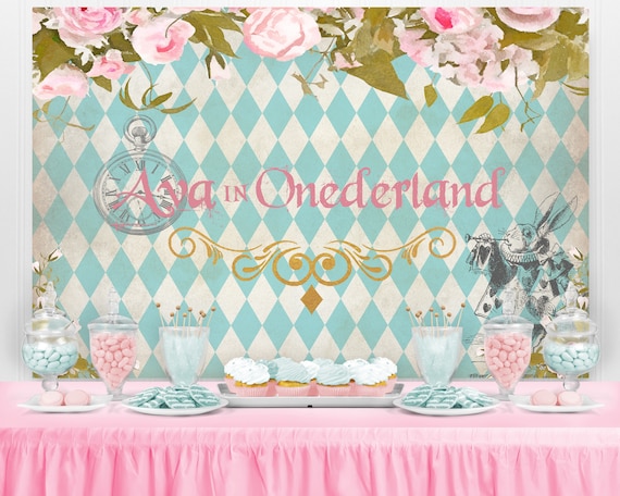 Digital Alice in Wonderland Backdrop, Birthday Backdrop, Alice in ...