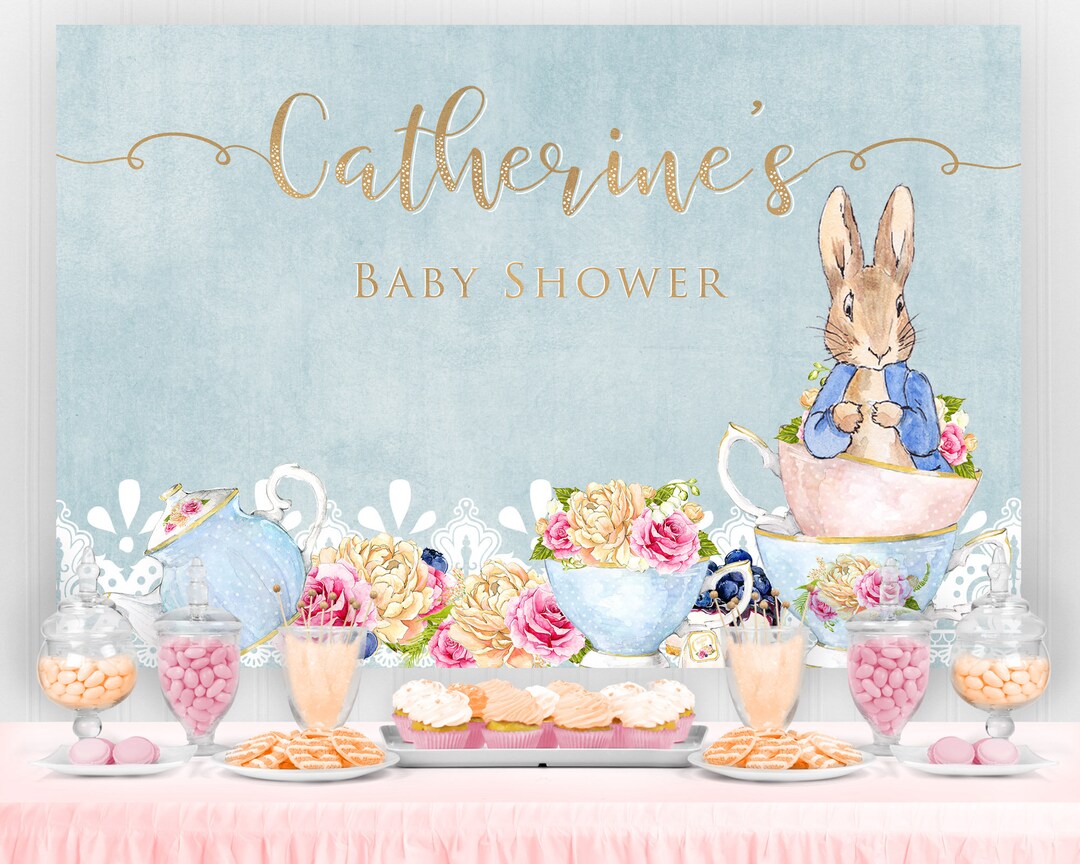 Peter Rabbit Backdrop, Bunny Birthday Backdrop, First Birthday, Baby ...