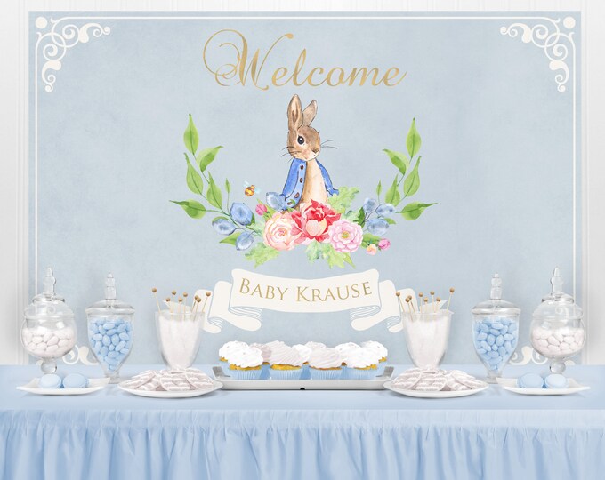 Peter Rabbit Backdrop, Birthday Backdrop, First Birthday, Baby Shower ...