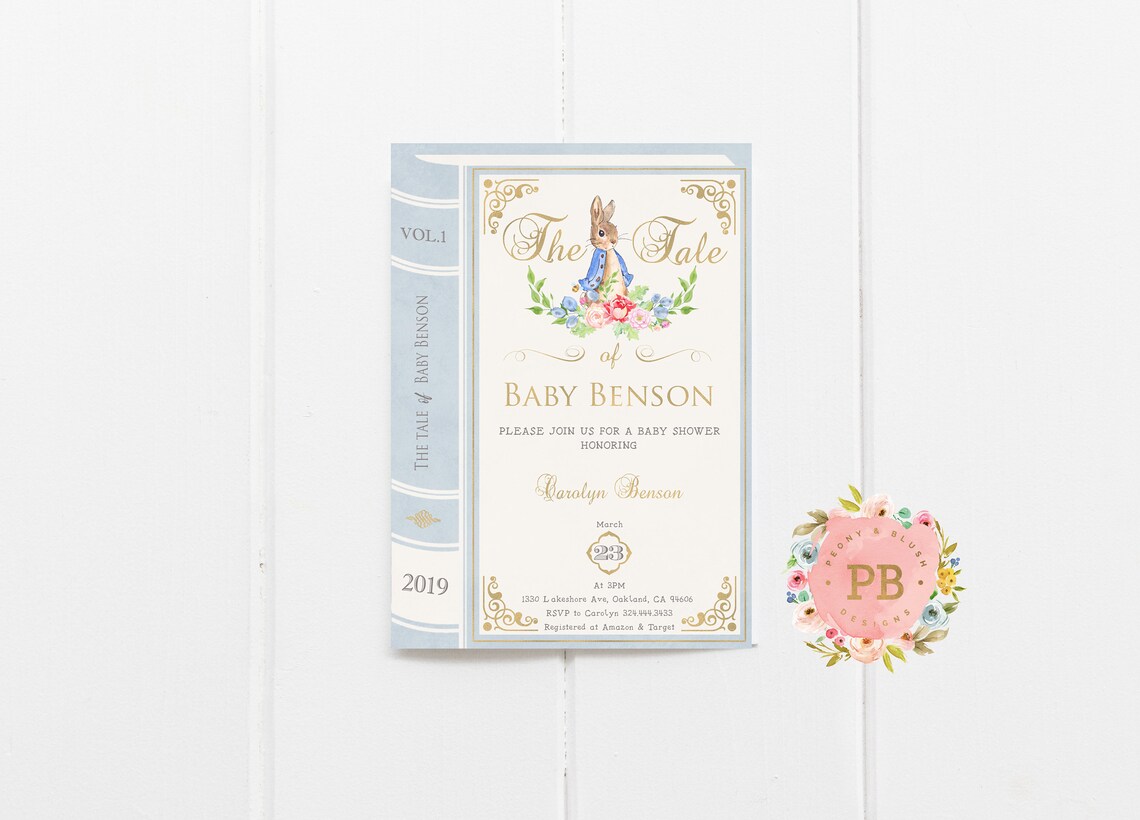 Digital Peter Rabbit Invitation Bunny Baby Shower Bunny - Etsy