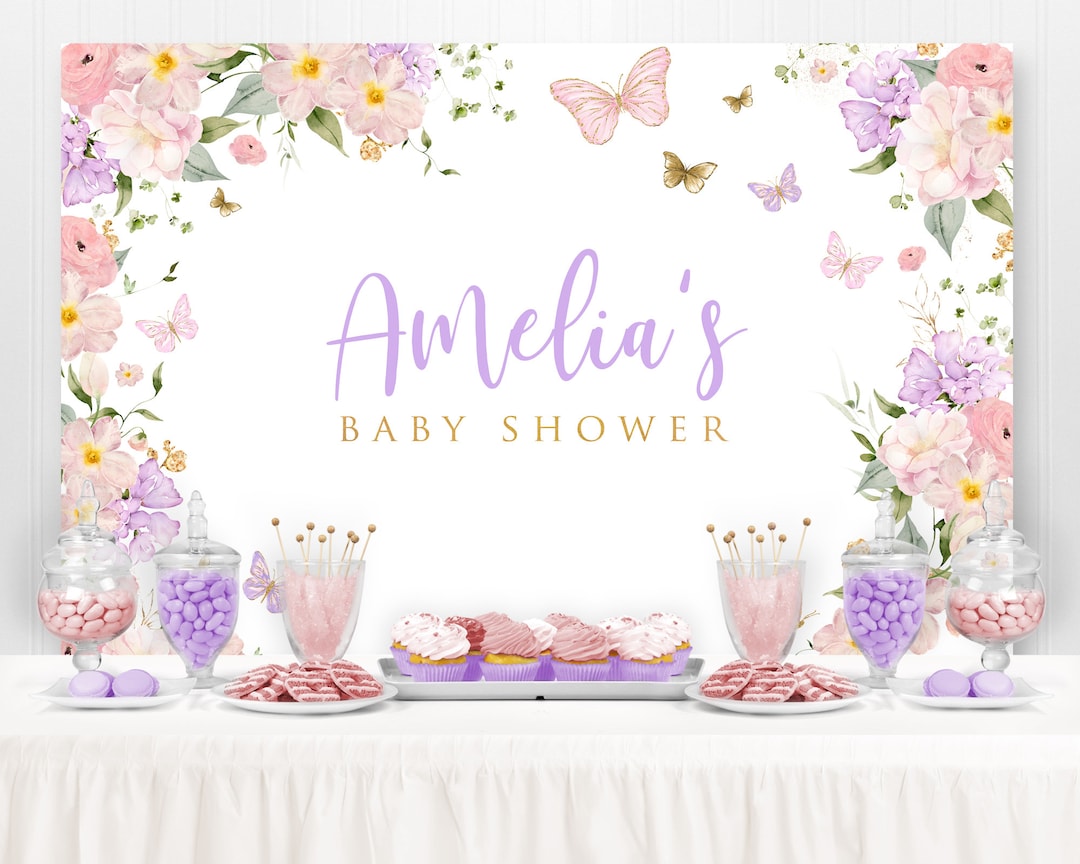 Butterfly Backdrop, Whimsical Butterfly Baby Shower Decor, Baby Shower ...