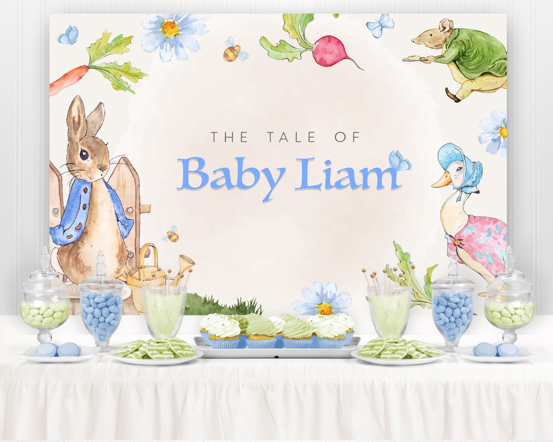 Peter Rabbit Backdrop Bunny Birthday Backdrop Boy First Birthday Bunny ...
