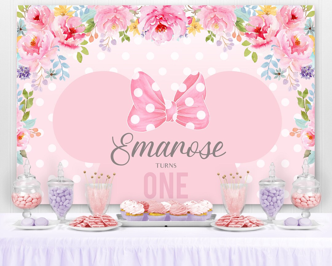 Digital Minnie Birthday Backdrop, Minnie Mouse Party, Digital Backdrop ...