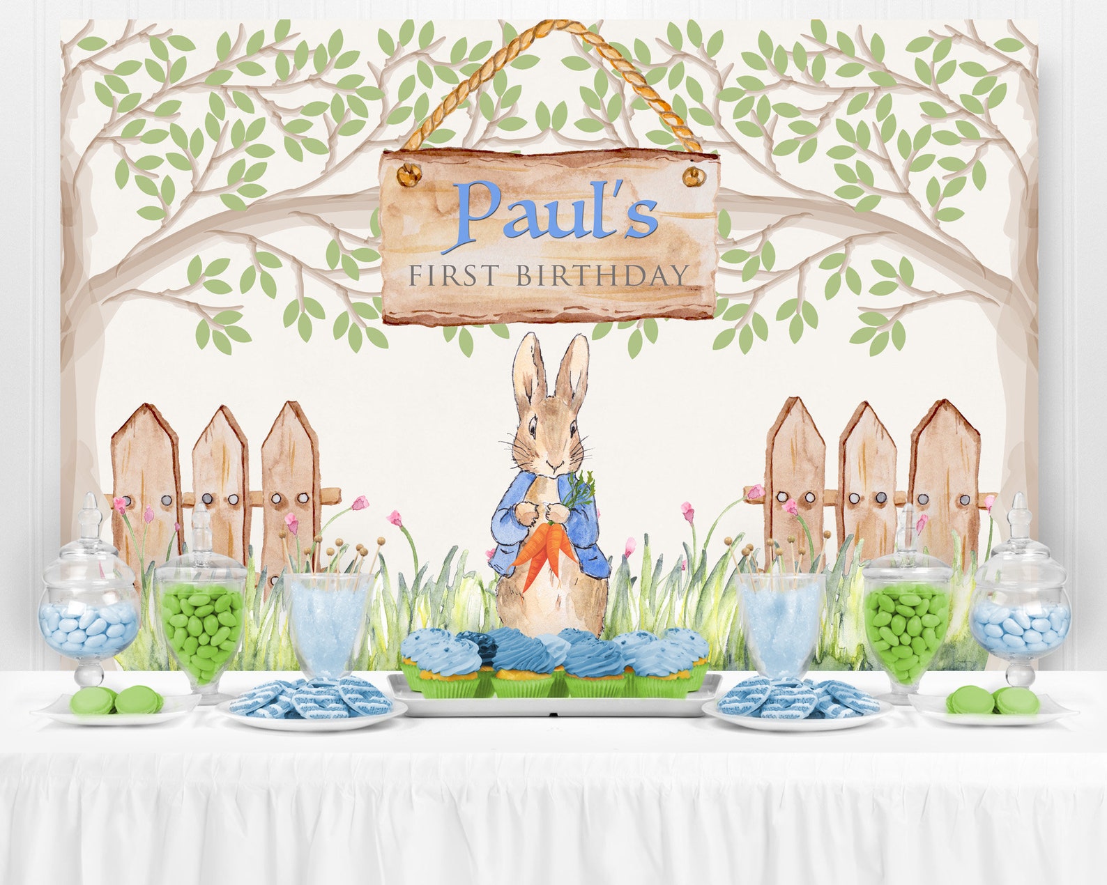 Peter Rabbit Backdrop Bunny Birthday Backdrop First - Etsy