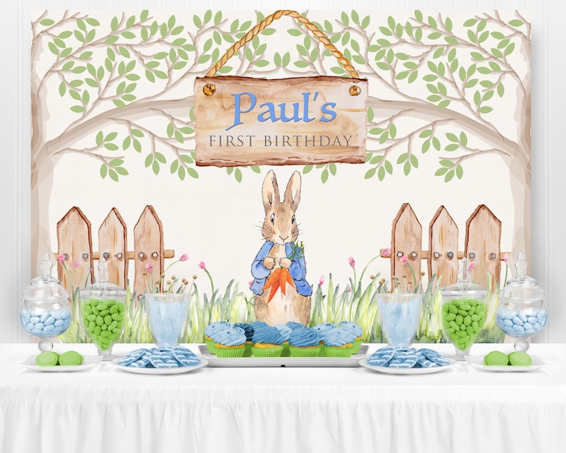 Peter Rabbit Backdrop Bunny Birthday Backdrop First - Etsy