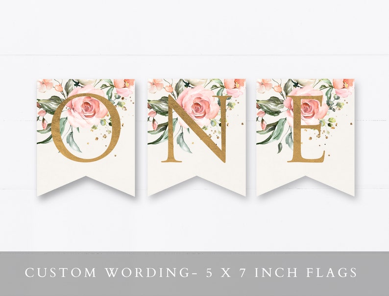 Blush Pink Floral Bunting Floral DIY Banner Template Boho - Etsy