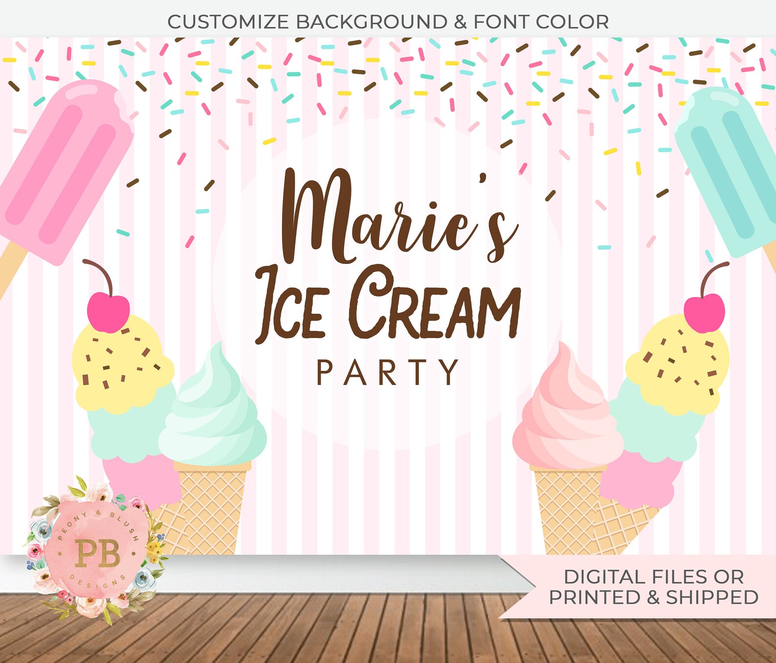 Ice Cream Party Backdrop Ice Cream Sign Pastel Birthday Ice - Etsy