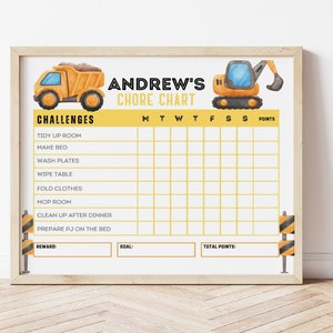 Editable Construction Reward Chart Behavior Chart Construction Truck ...