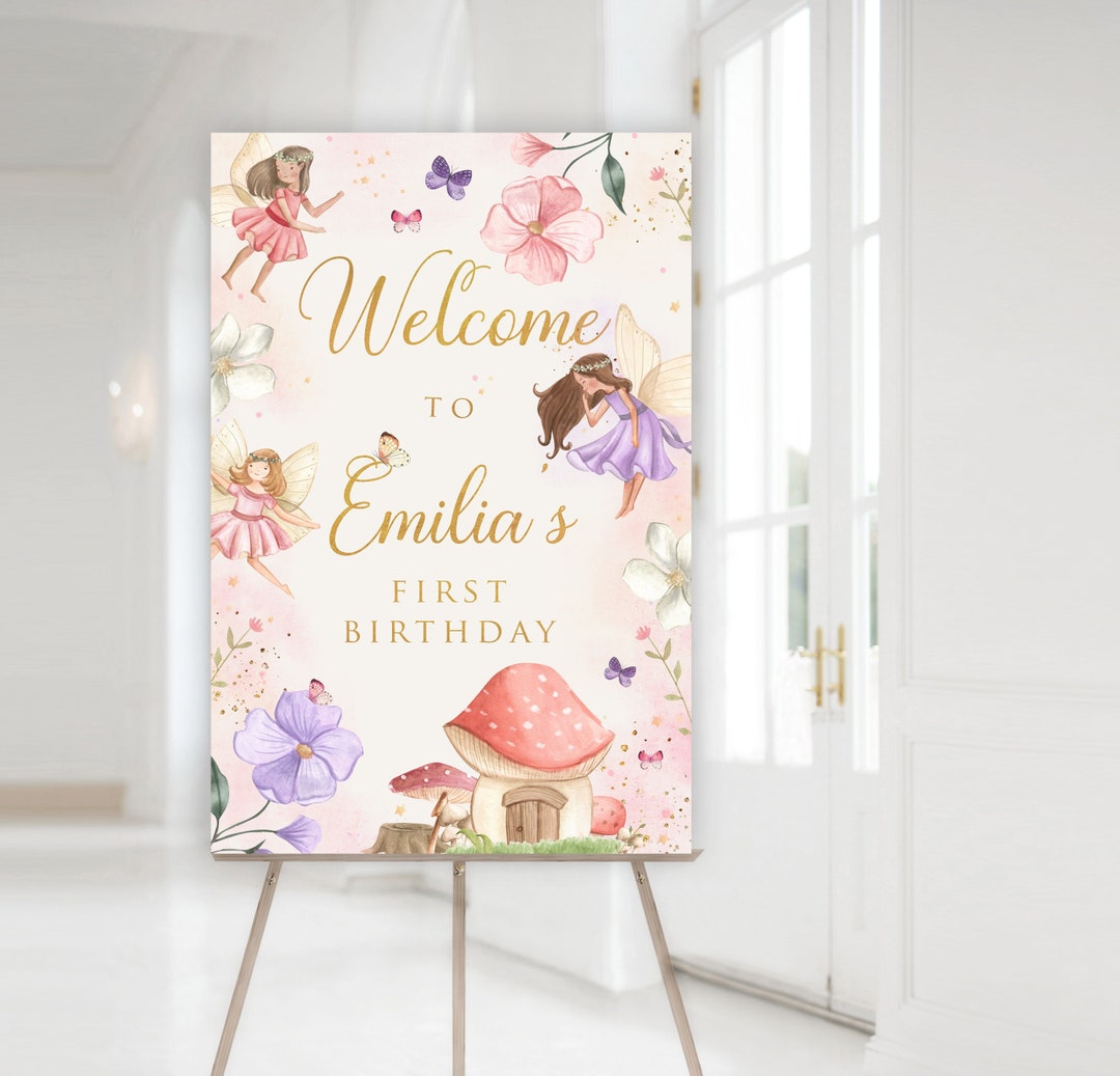 Fairy Birthday Welcome Sign, Fairy Garden Sign, Whimsical Welcome ...
