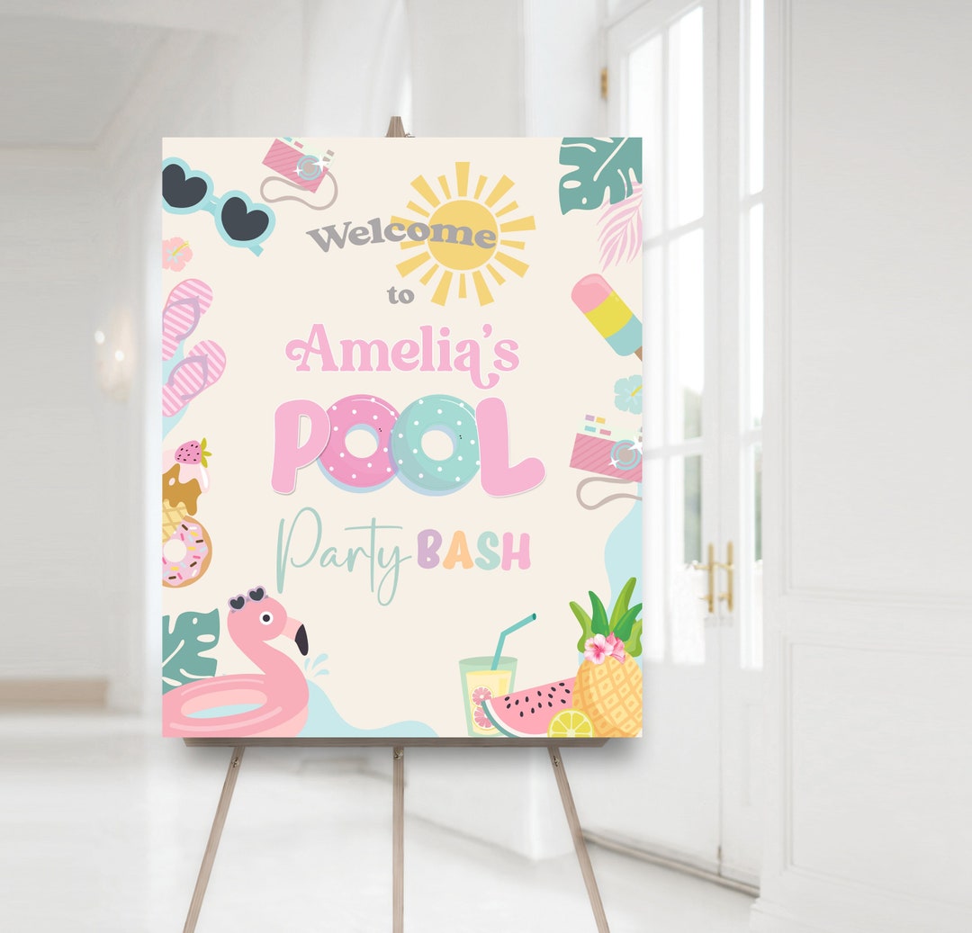 Pool Party Welcome Sign Summer Pool Party Birthday Girls Pool Party ...