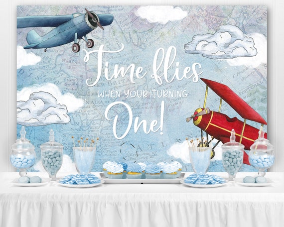 Vintage Airplane Birthday Backdrop, Vintage Airplane Baby Shower ...
