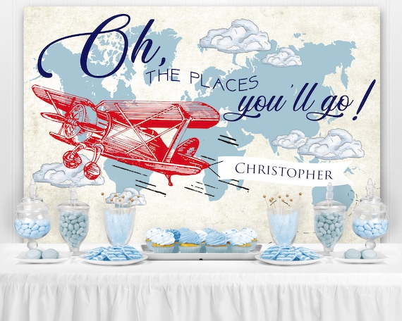 Vintage Airplane Birthday Backdrop, Vintage Airplane Baby Shower ...