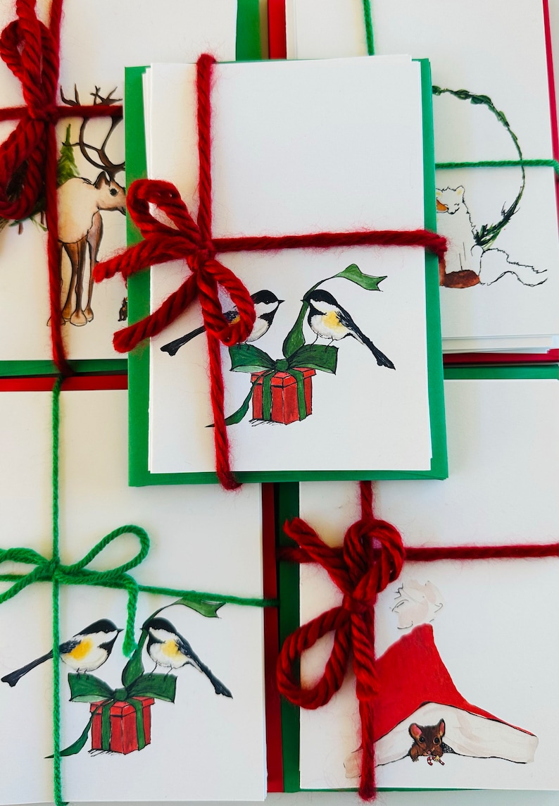Holiday Woodland Creatures Card Set – 8-pack Watercolor Cards- 100% ...