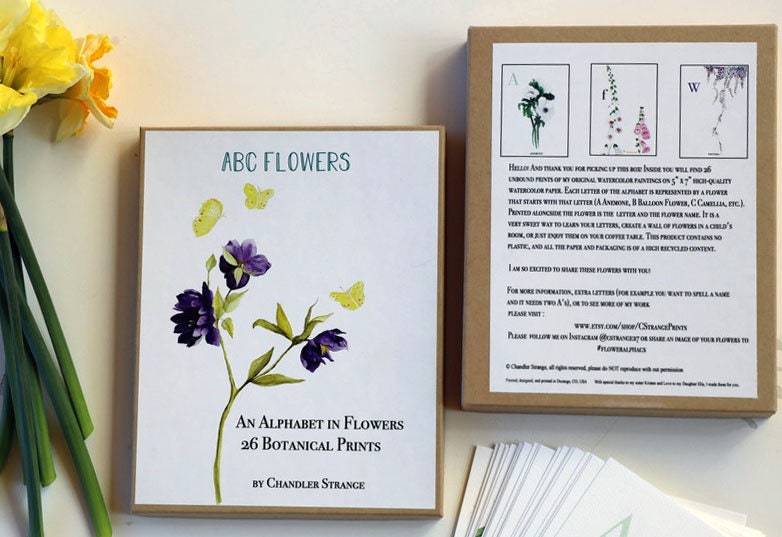 Flower Alphabet Card Set ABC Flash Cards Flower Alphabet - Etsy