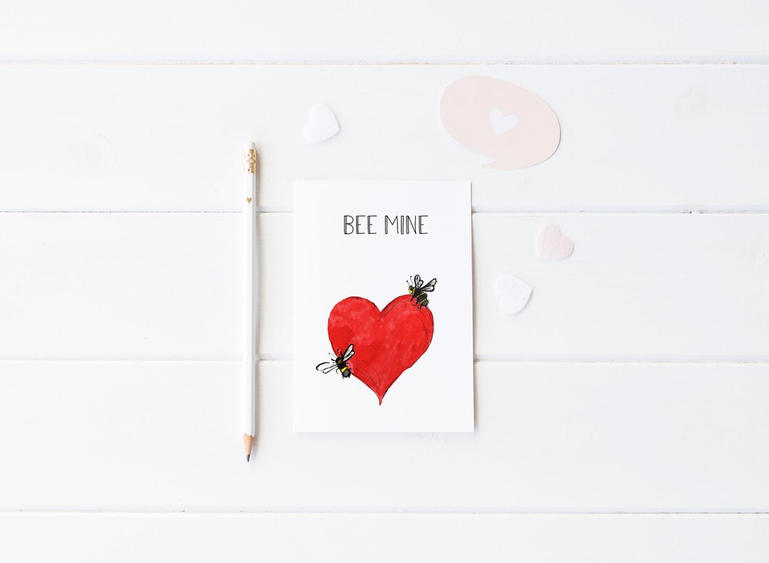 Bee Mine Valentines Day Cards: Watercolor Bees, Recycled Paper (pack of ...