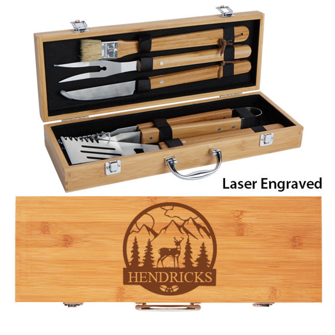 BBQ Gift, Personalized BBQ Set, Grilling Tools, Engraved BBQ Set, Grill ...