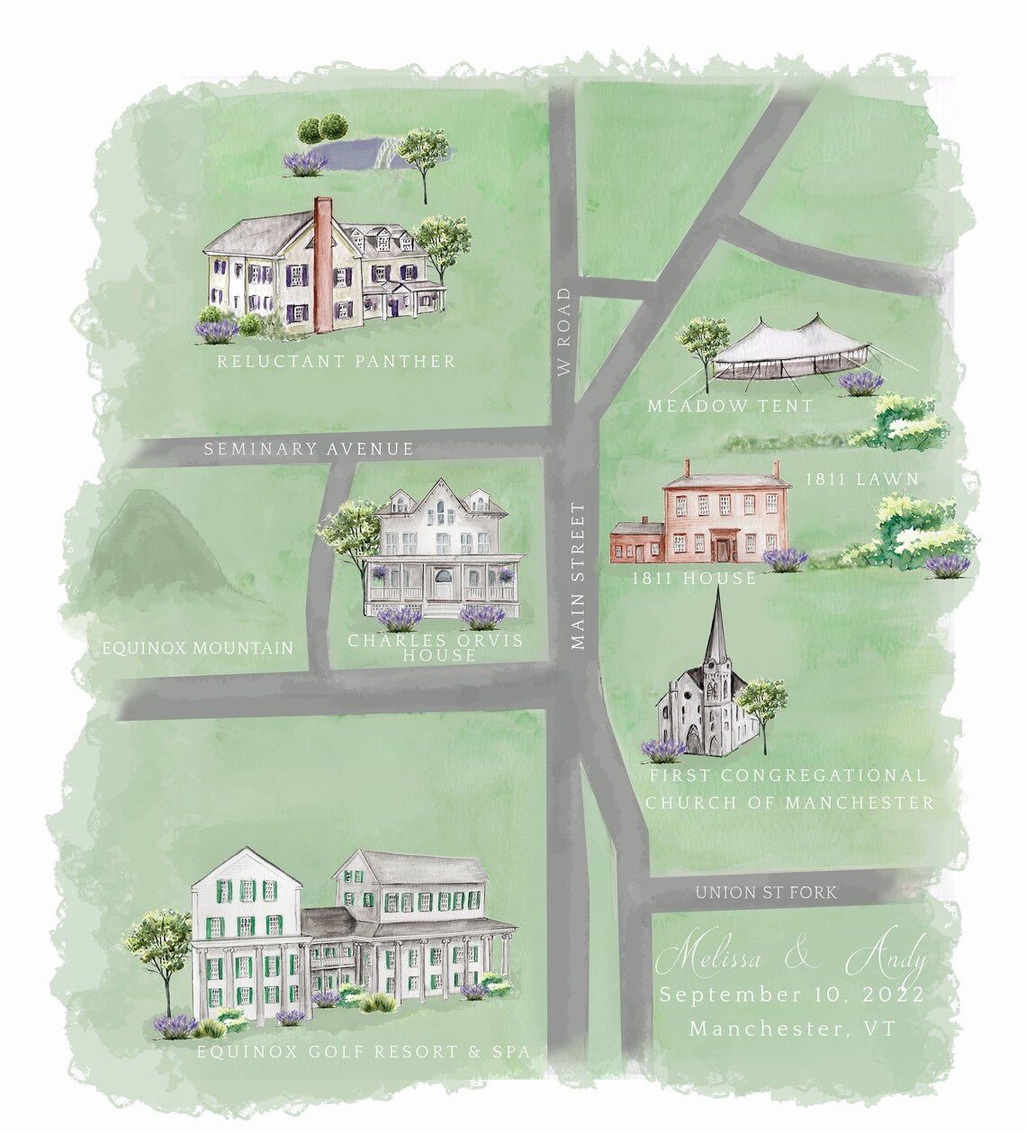 Custom Painted Wedding Venue Map Illustration wedding Map - Etsy