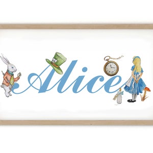 Personalised Watercolour Alice Print | Wonderland Name Art (A5, A4, A3 ...