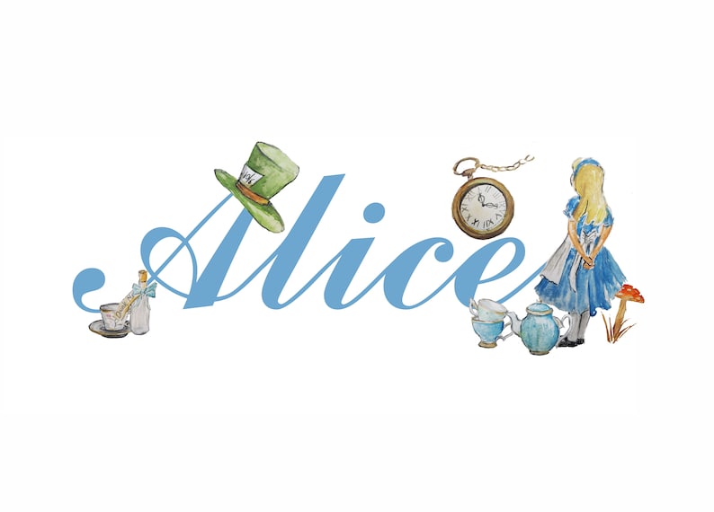 Personalised Alice In Wonderland Name Design Alice Print | Etsy