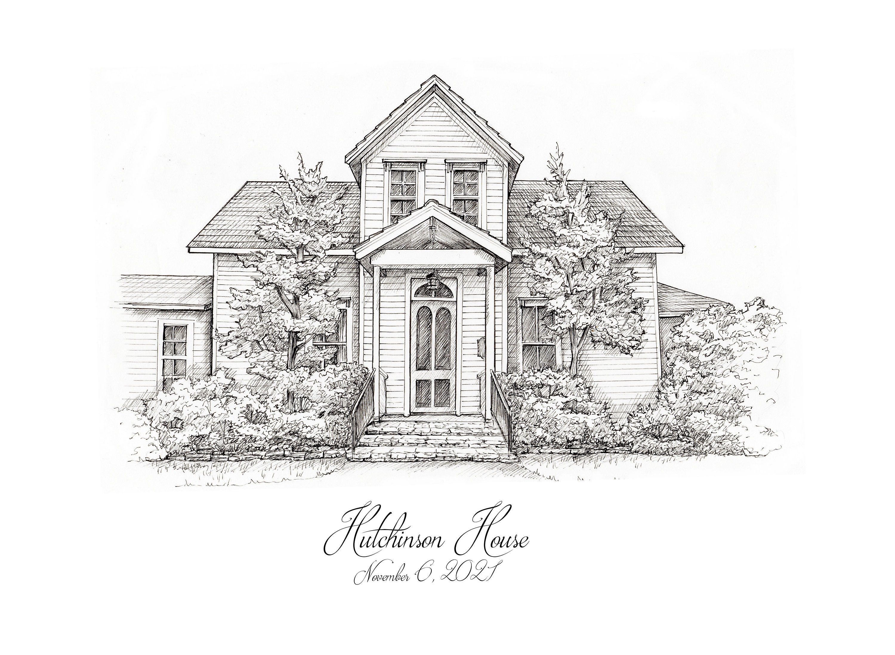 Custom House Portrait: Pen and Ink Architectural Drawing - Etsy