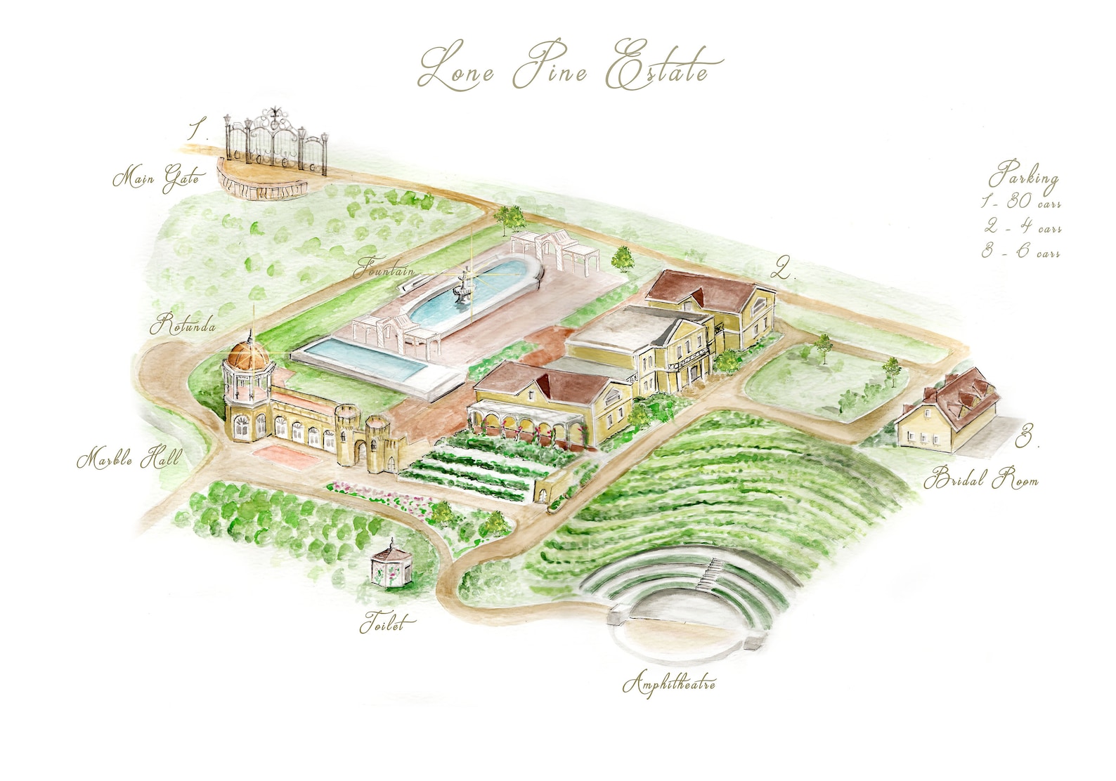 Custom Painted Wedding Venue Map Illustration -wedding Map, Destination ...