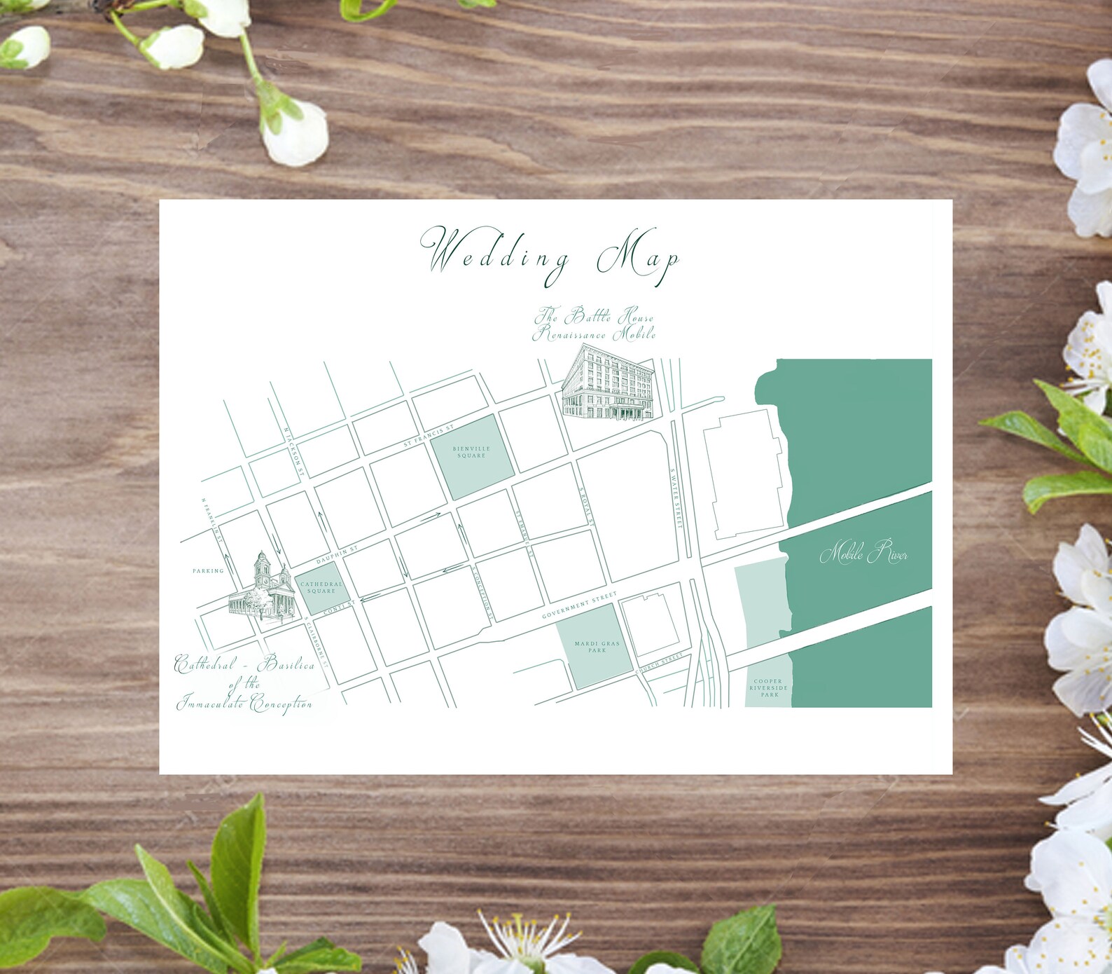 Custom Hand-drawn Wedding Venue Map: Illustrated Wedding Invitation ...