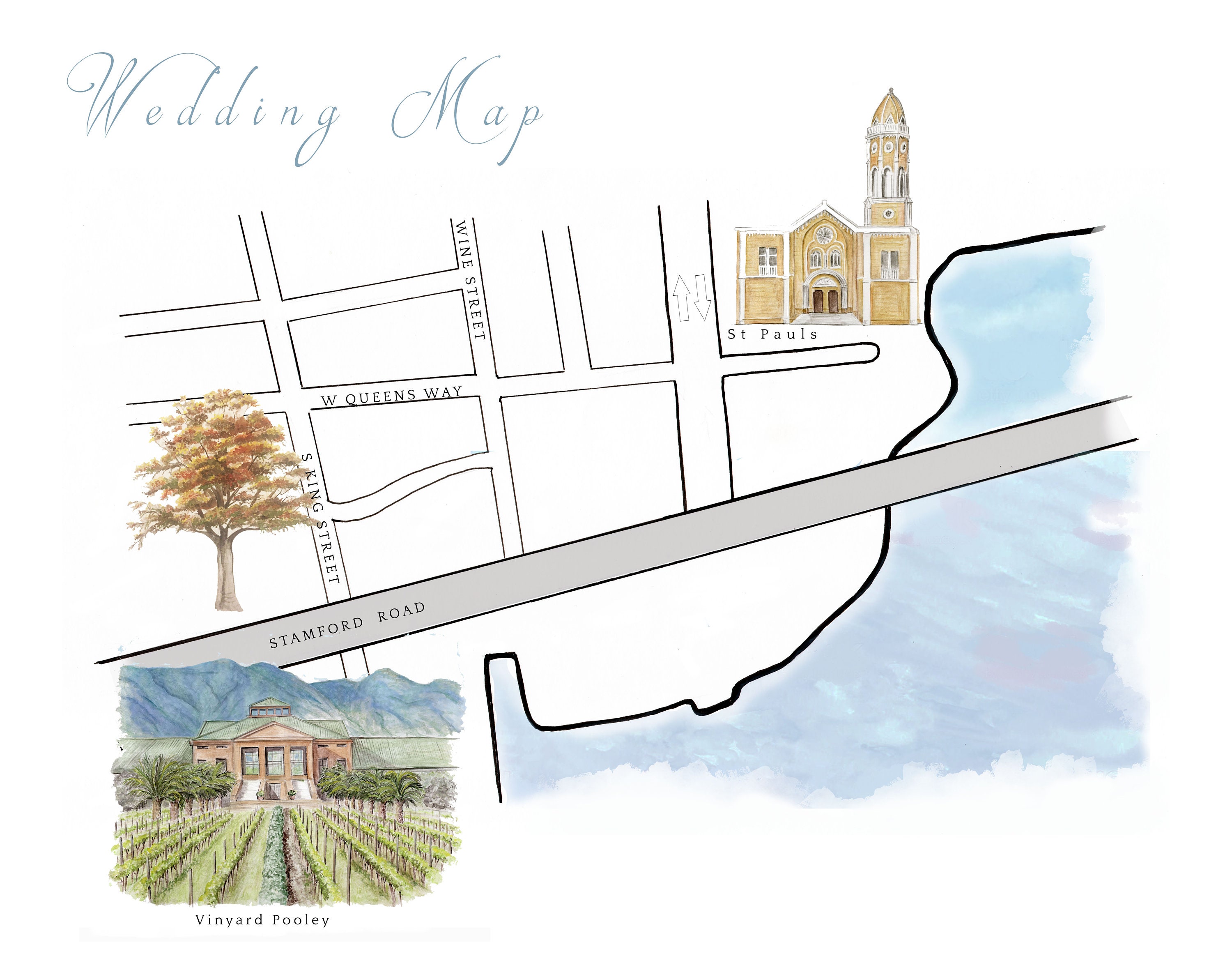 Custom Painted Wedding Venue Map Illustration wedding Map | Etsy UK