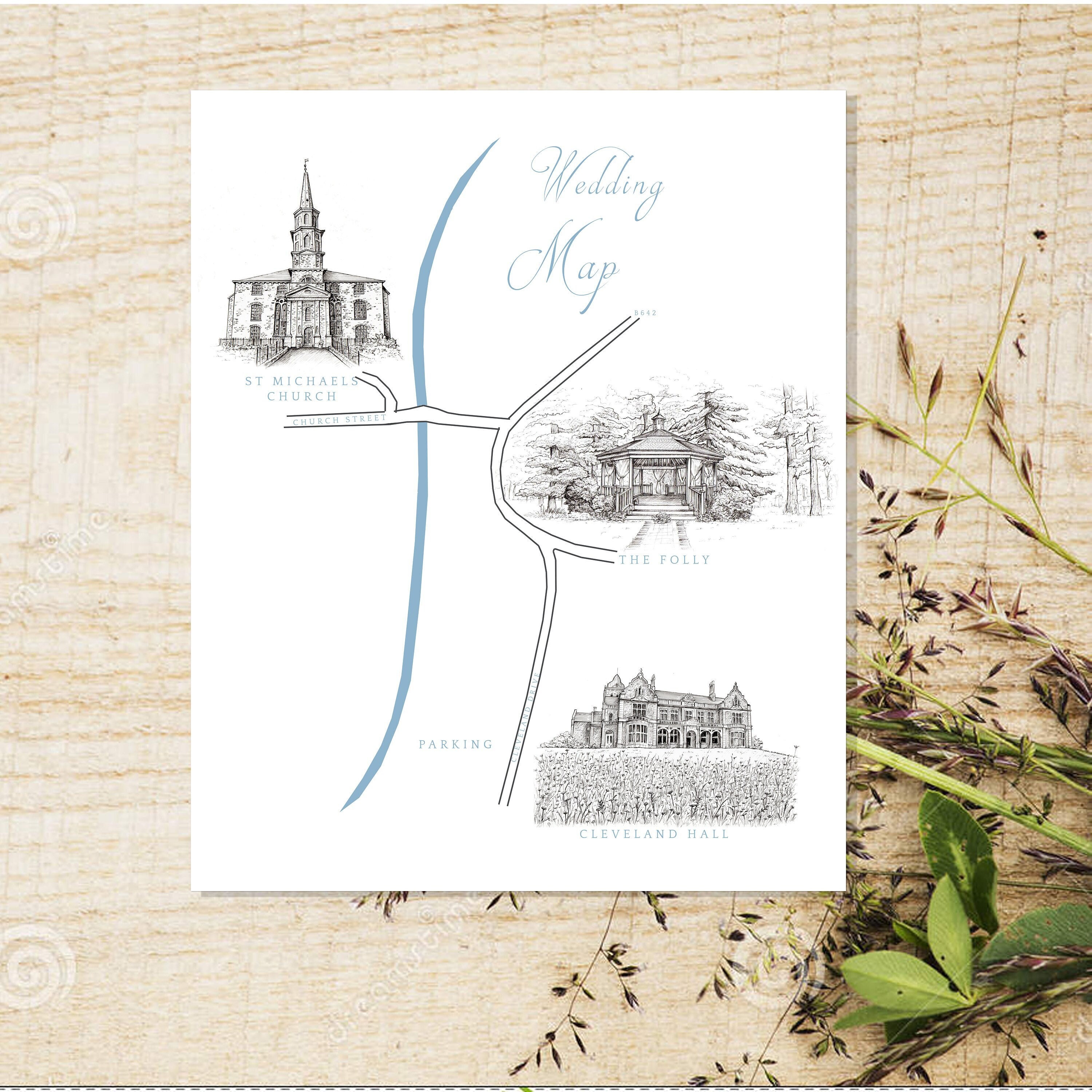 Custom Painted Wedding Venue Map Illustration wedding Map - Etsy