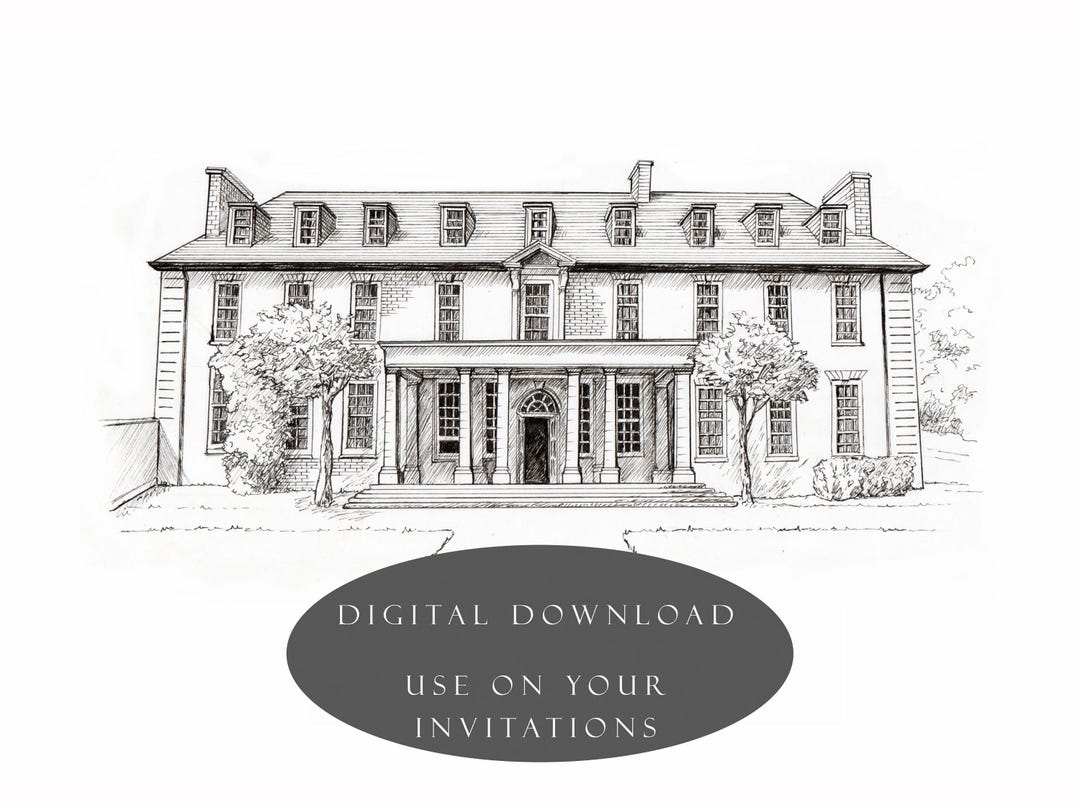 Catthorpe Manor Estate Illustration: Hand Drawn Wedding Venue (digital ...