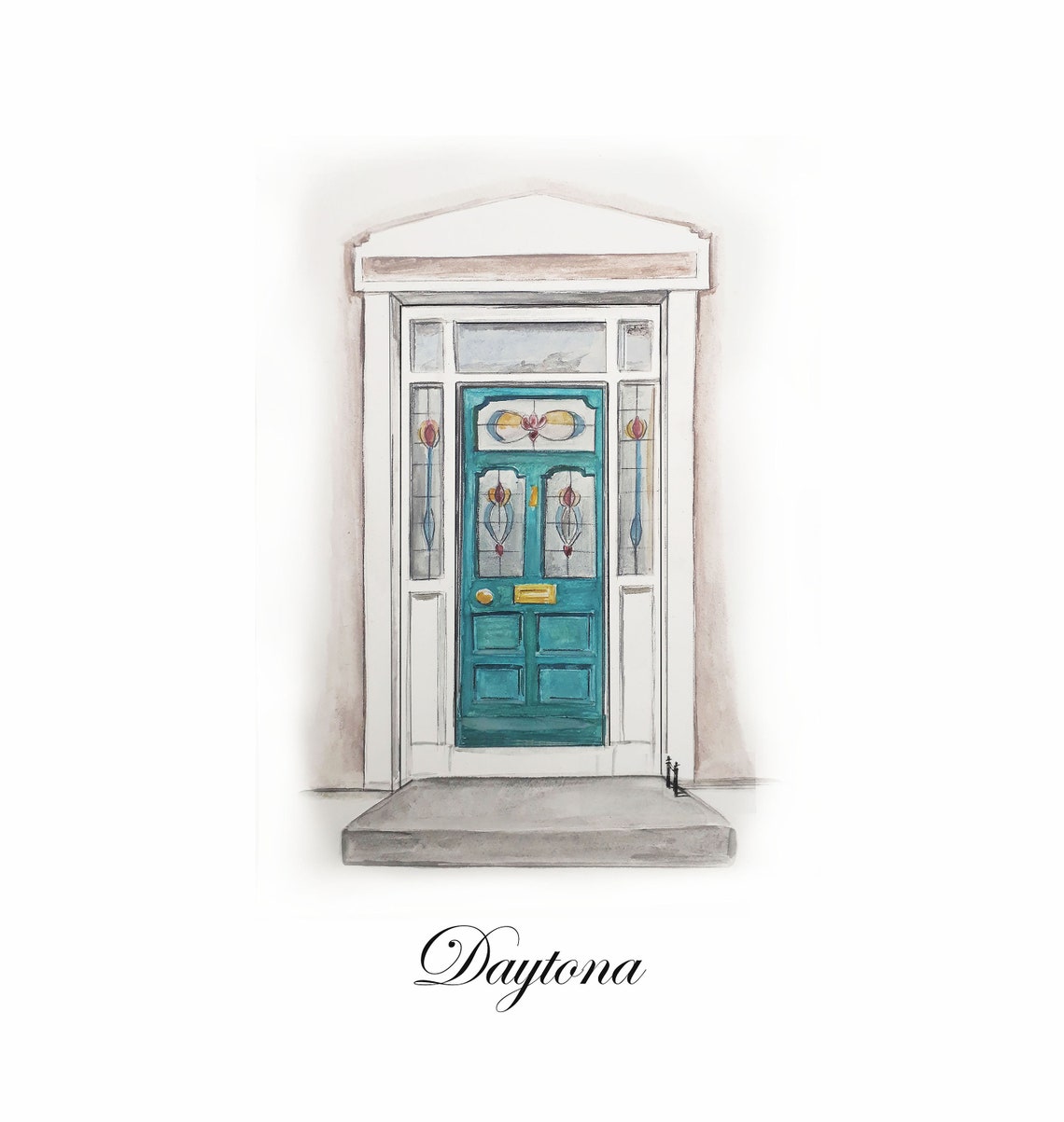 House, Front Door Painting/ Drawing, Personalised, House Warming Gift ...