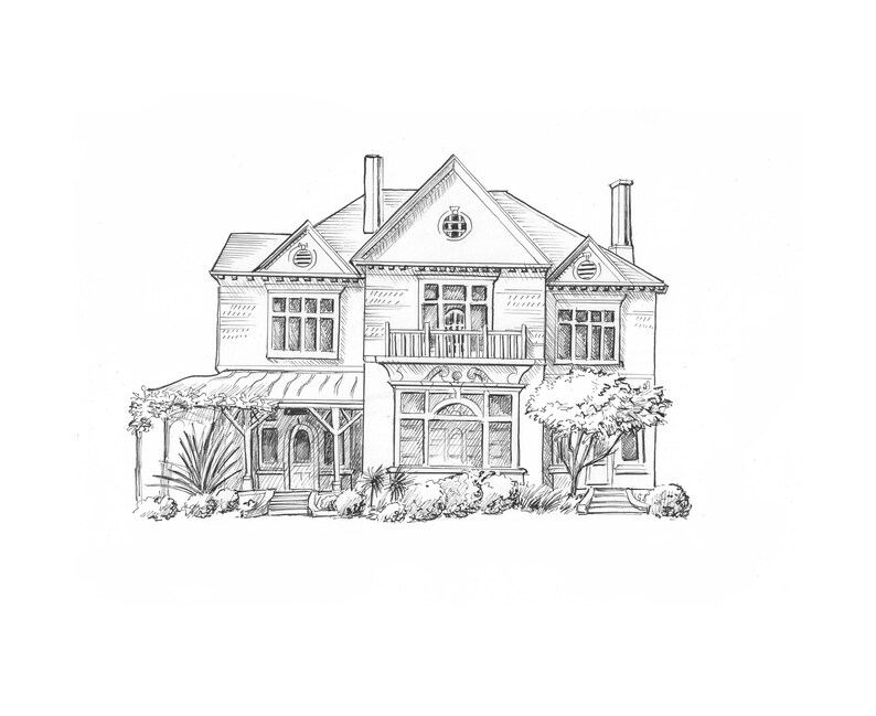 Custom House Portrait: Pen and Ink Architectural Drawing - Etsy