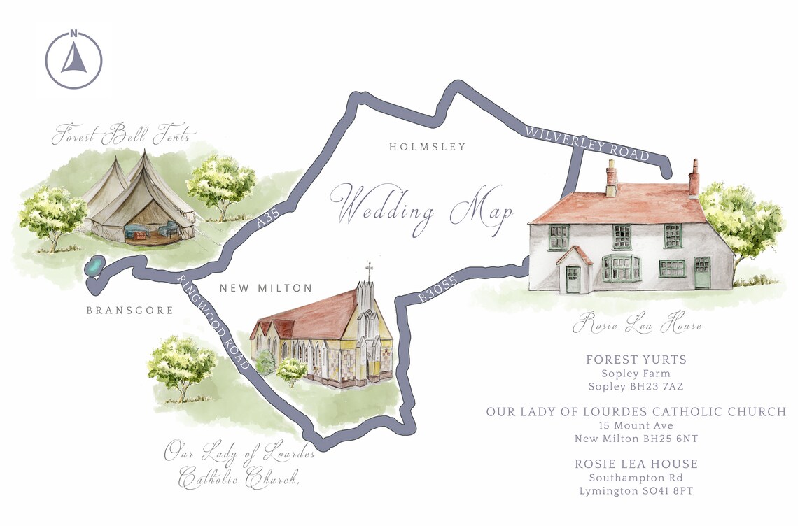Custom Painted Wedding Venue Map Illustration wedding Map - Etsy