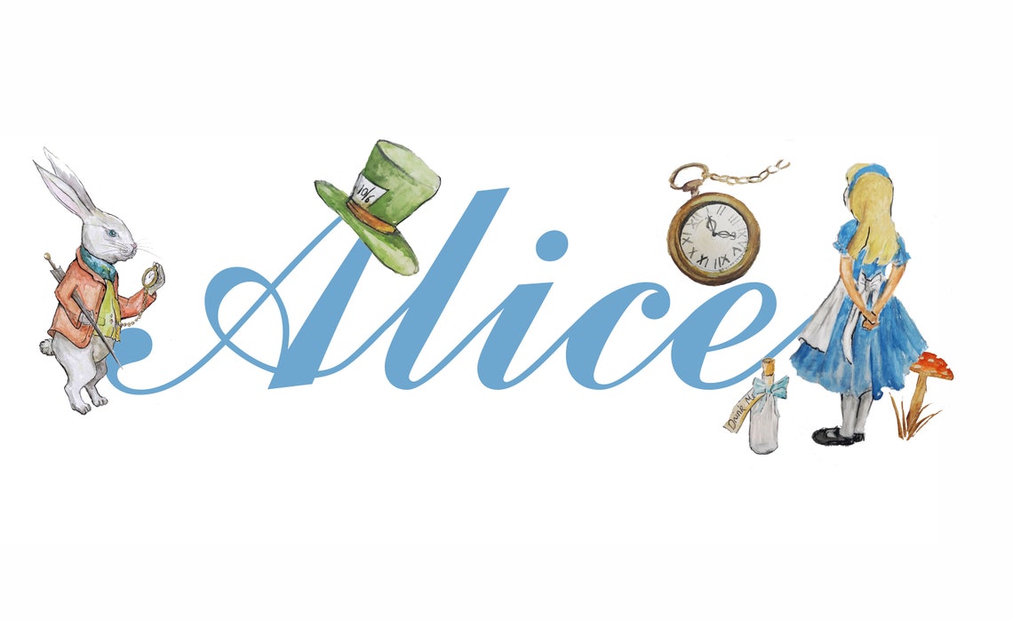 Personalised Alice In Wonderland Name Design Alice Print | Etsy